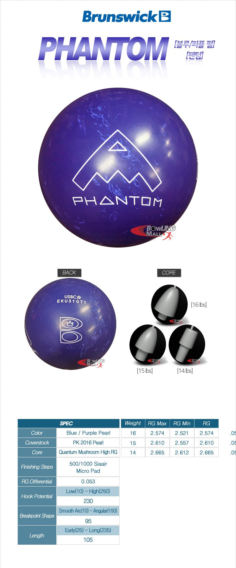 Brunswick - Phantom (Blue/Purple Pearl) – BOWLINGMALLPH